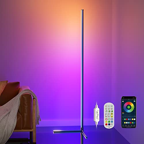 Buyya Smart LED Floor Lamp: 65 Inch RGB Corner Lamp 16 Million Colour Changing Corner Light Music Sync DIY Mode with APP/Remote Control Standing Lamps for Living Room Bedroom Decoration