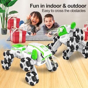 TRIPLEFINE Robot Dog RC-Car, 8WD Remote-Control-Car with Spraying Light, 2.4Ghz All Terrain Stunt-Car, 360°Rotating RC Truck Toys for Kids 8 9 10 11 12 Year Boys Girls Christmas Birthday Gift