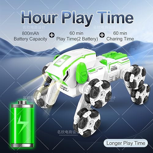 TRIPLEFINE Robot Dog RC-Car, 8WD Remote-Control-Car with Spraying Light, 2.4Ghz All Terrain Stunt-Car, 360°Rotating RC Truck Toys for Kids 8 9 10 11 12 Year Boys Girls Christmas Birthday Gift