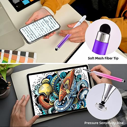 Amaxiu 2 in 1 Stylus Pens for Touch Screens,3 Pcs Stylus Pencil with Transparent Disc & Silicone Tip High Sensitivity Stylus Fine Point Stylus Pen Compatible with All Touch Devices