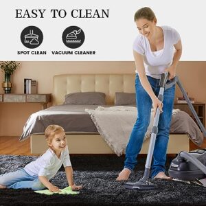 Super Soft Area Rugs for Living Room 5x7 Black, Fluffy Furry Shaggy Fuzzy Area Rug, Upgrade Anti-Skid Durable Rectangular, High Pile Soft Throw Rug for Bedroom and Kids Room, Home Decor Aesthetic