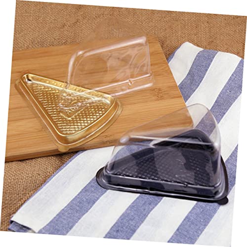 Anneome 10pcs Box Mini Cake Boxes Mini Plastic Containers Cake Stand with Cover Sandwich Take Out Container Bake Packaging Supplies Black Cake Stand Sandwich Box Triangle Box Packing Box