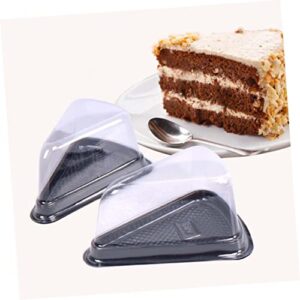 Anneome 10pcs Box Mini Cake Boxes Mini Plastic Containers Cake Stand with Cover Sandwich Take Out Container Bake Packaging Supplies Black Cake Stand Sandwich Box Triangle Box Packing Box