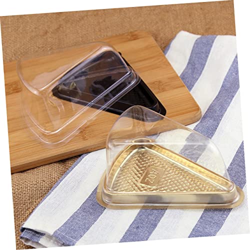 Anneome 10pcs Box Mini Cake Boxes Mini Plastic Containers Cake Stand with Cover Sandwich Take Out Container Bake Packaging Supplies Black Cake Stand Sandwich Box Triangle Box Packing Box