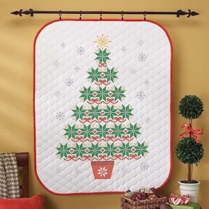 herrschners nordic tree lap quilt stamped cross-stitch kit