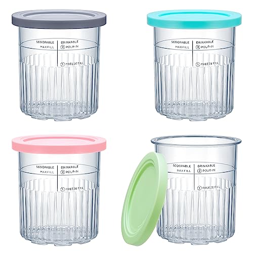 CINPIUK Ice Cream Pints, 4 Pack Containers with Lids Replacements for Ninja Creami Pints, Compatible with NC500 NC501 Series Ice Cream Maker, Dishwasher Safe Creami Containers