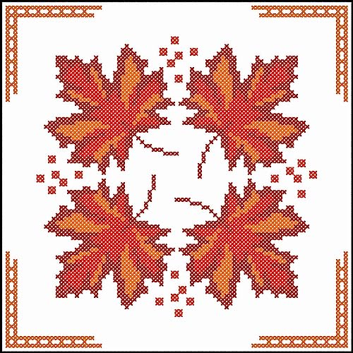 Herrschners Autumn Leaves Quilt Blocks Stamped Cross-Stitch