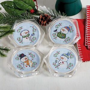 herrschners frosty smiles acrylic coasters counted cross-stitch kit