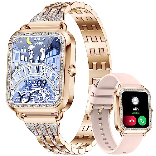 LIGE Smart Watches for Women, 1.57‘’HD Screen Fitness Watch with 21 Sport Modes/Heart Rate/Blood Pressure Monitor/Sleep Tracker, Smartwatch with Text and Call, IP67 Smart Watch for Android iOS, Gold