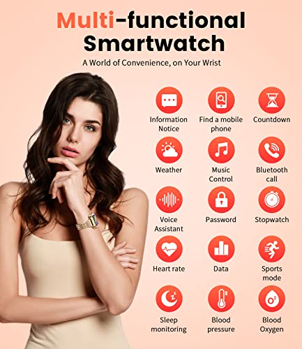 LIGE Smart Watches for Women, 1.57‘’HD Screen Fitness Watch with 21 Sport Modes/Heart Rate/Blood Pressure Monitor/Sleep Tracker, Smartwatch with Text and Call, IP67 Smart Watch for Android iOS, Gold