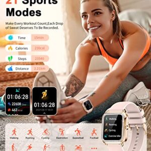 LIGE Smart Watches for Women, 1.57‘’HD Screen Fitness Watch with 21 Sport Modes/Heart Rate/Blood Pressure Monitor/Sleep Tracker, Smartwatch with Text and Call, IP67 Smart Watch for Android iOS, Gold