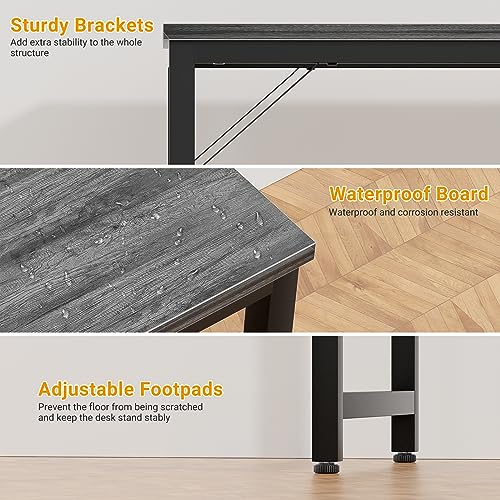 iSunirm Computer Desk with Power Outlets and USB Charging Ports, 48 Inch Modern Home Office Desks, Sturdy Student Writing Table, Simple Laptop PC Gaming Desk for Bedroom Workstation, Black Oak