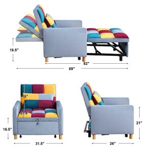 HANLIVES 3-in-1 Single Chair Bed,Convertible Sleeper Sofa Chair Bed with Pillow,Multi-Functional Sleeper Chair with Adjustable Backrest,pullout Sofa Bed with Velvet Fabric for Bedroom(Multicolor)