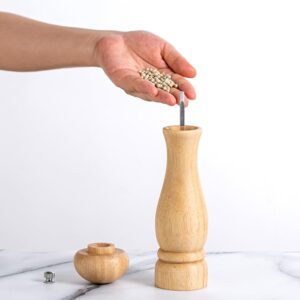 Ousyaah Salt and Pepper Grinder Set (8''), Manual Salt and Pepper Shakers with Adjustable Ceramic Rotor, Refillable Wooden Salt and Pepper Mill Set for Spices, Pepper, Himalayan and Sea Salts (Y)