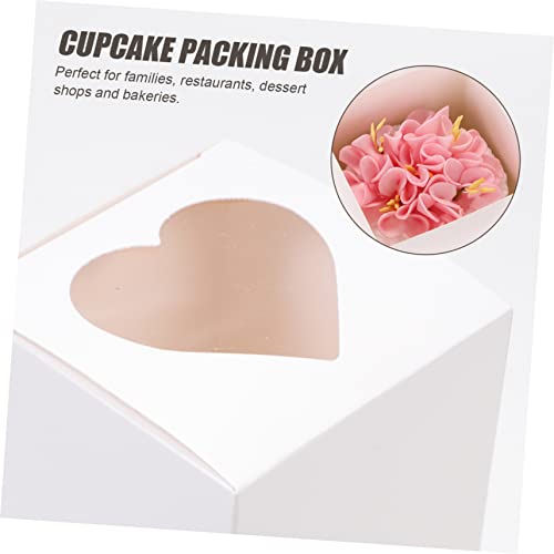 ULTECHNOVO 12pcs Boxes Cupcake Window Candy Box Mini Paper Cups Food Container Paper Boxes for Food Paper Small Cake Box Cake Holder Paperboard Pastry Box Paper Cupcake Box Pastry Boxes