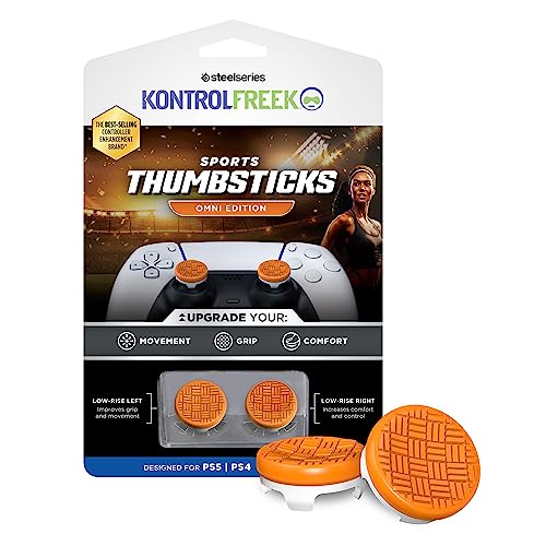 KontrolFreek Omni for Playstation 5 (PS5) and Playstation 4 (PS4) | Performance Thumbsticks | 2 Low-Rise Concave | Orange/White