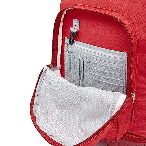 Travelers Club Rolling Backpack with Shoulder Straps, Red, 18-Inch