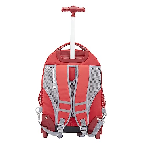 Travelers Club Rolling Backpack with Shoulder Straps, Red, 18-Inch