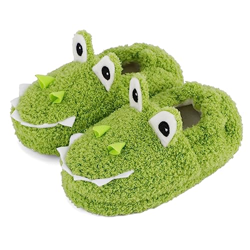 KAKU NANU Toddler Slippers Dinosaur Shoes for Toddler Boys，Children's Animal Non Skid Slippers for Indoor/Outdoor (Green, 5-6 Toddler)