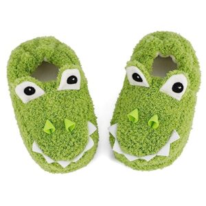 KAKU NANU Toddler Slippers Dinosaur Shoes for Toddler Boys，Children's Animal Non Skid Slippers for Indoor/Outdoor (Green, 5-6 Toddler)