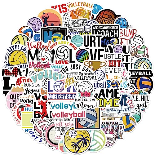 Volleyball Stickers 50PCS Sport Vinyl Stickers Waterproof for Laptop Water Bottles Volleyball helmet Scrapbook Luggage Sports Stickers Baseball Gifts Party Favors Baseball Stickers for Kids Teens Adults Boys Girls