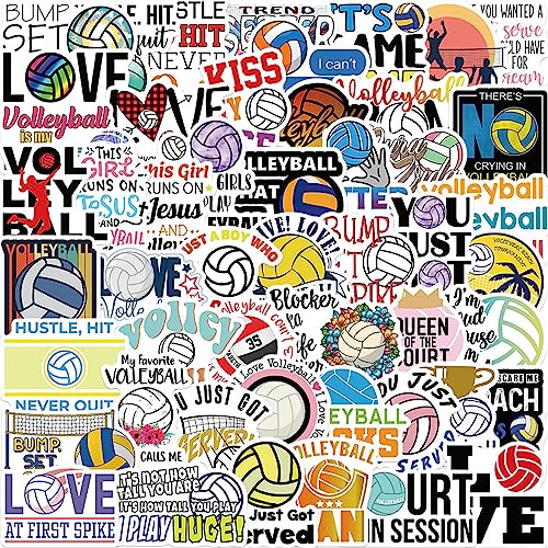 Volleyball Stickers 50PCS Sport Vinyl Stickers Waterproof for Laptop Water Bottles Volleyball helmet Scrapbook Luggage Sports Stickers Baseball Gifts Party Favors Baseball Stickers for Kids Teens Adults Boys Girls