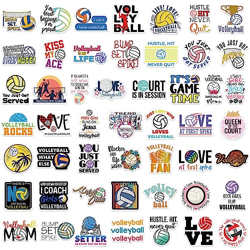 Volleyball Stickers 50PCS Sport Vinyl Stickers Waterproof for Laptop Water Bottles Volleyball helmet Scrapbook Luggage Sports Stickers Baseball Gifts Party Favors Baseball Stickers for Kids Teens Adults Boys Girls