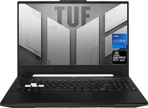 asus tuf dash gaming laptop, 15.6" fhd 144hz display, intel core i7-12650h, nvidia geforce rtx 3070 gpu, 16gb ddr5 ram, 1tb nvme ssd, wi-fi 6, black, windows 11 home