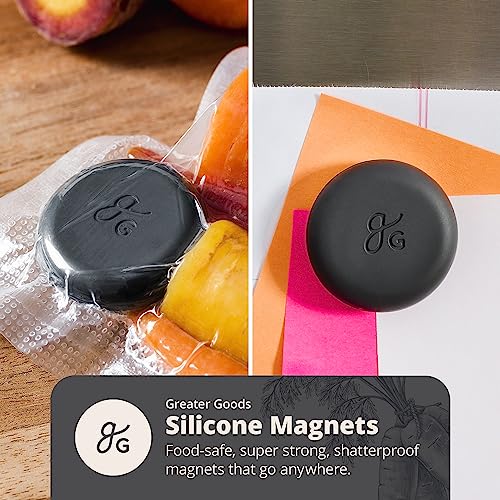 Greater Goods, Silicone Magnets, Onyx Black/Food Safe Silicone, Magnets for use with Sous Vide Machine, Sous Vide Magnets, Food Safe Magnets for Sous Vide Cooker, 8/Pack, Designed in St. Louis