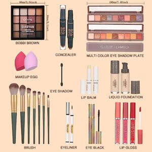 Women's Makeup Sets Full Girls Makeup kit Eye Shadow Palette, Eye Liner, Lipstick, Makeup Brush, Foundation, Concealer Mascara Powder Puff Makeup Bag Women's Makeup kit Girls Teen Gifts