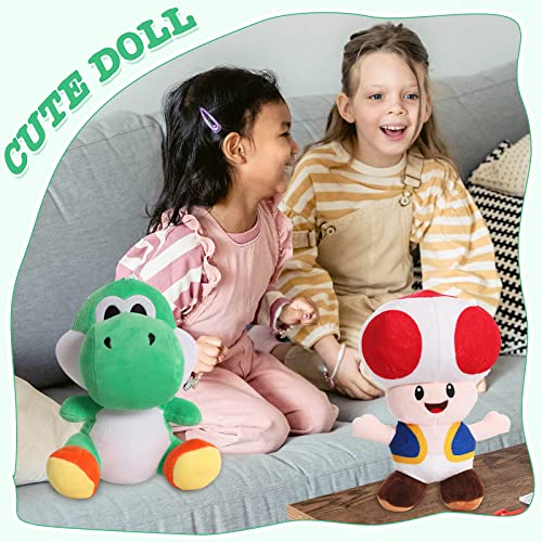 XIYASAVI Mario All Star Collection,Mario Plush Toys and Luigi Stuffed Plush Toys,Yoshi and Toad Stuffed Plush Toys,Set of 4 Plushies Doll 9.8 inches