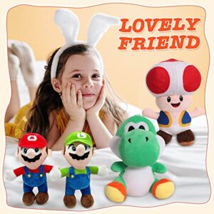 XIYASAVI Mario All Star Collection,Mario Plush Toys and Luigi Stuffed Plush Toys,Yoshi and Toad Stuffed Plush Toys,Set of 4 Plushies Doll 9.8 inches