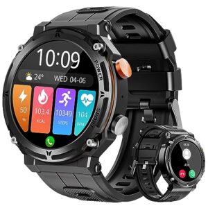 military smart watches for men, viran 5atm waterproof rugged smart watch with bluetooth call (answer/dial call), 1.39” hd ip68 fitness tracker watch with 100+ sport modes for android/ios phone