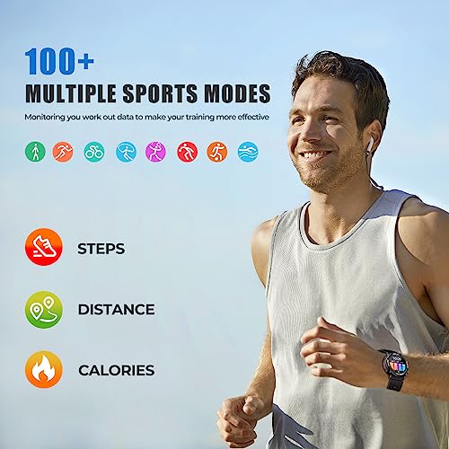 Military Smart Watches for Men, VIRAN 5ATM Waterproof Rugged Smart Watch with Bluetooth Call (Answer/Dial Call), 1.39” HD IP68 Fitness Tracker Watch with 100+ Sport Modes for Android/iOS Phone