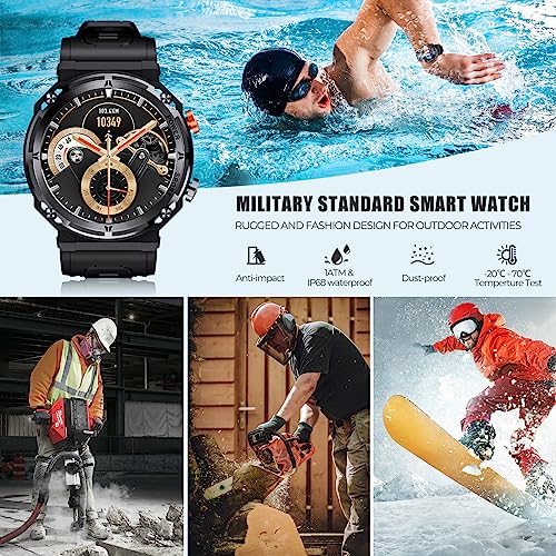 Military Smart Watches for Men, VIRAN 5ATM Waterproof Rugged Smart Watch with Bluetooth Call (Answer/Dial Call), 1.39” HD IP68 Fitness Tracker Watch with 100+ Sport Modes for Android/iOS Phone