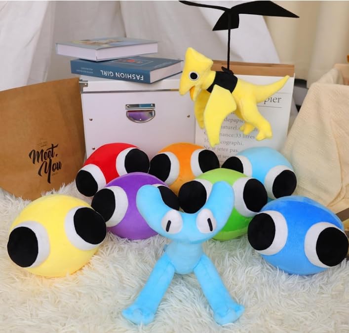 neoson Rainbow Friends Plush Toys, Rainbow Friends Plush, Rainbow Friends Toys, Rainbow Friends, for Boys and Girls, Christmas Thanksgiving Game Fans (Cyan)