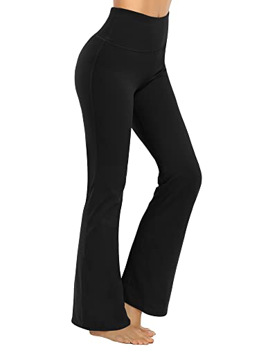 Promover Bootcut Yoga Pants for Women Flare Leggings High Waist Flared Bootleg Workout Pant for Casual Work Dress Pant(Black-33,M)