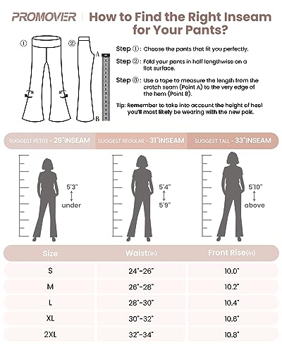 Promover Bootcut Yoga Pants for Women Flare Leggings High Waist Flared Bootleg Workout Pant for Casual Work Dress Pant(Black-33,M)