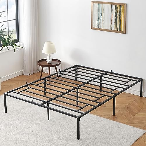 IDEALHOUSE 14 Inch Full Bed Frame with Storage,Metal Platform Full Bed Frame No Box Spring Needed Steel Slat Support Easy Assembly