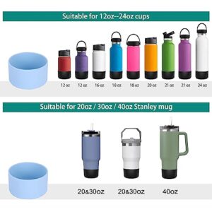 FONTRON Mug Bottom Silicone Cover and Multifunctional Cleaning Brush for Stanley Quencher H2.0 40 oz 30 oz Tumbler with Handle for IceFlow 20oz 30oz Anti-Slip Bottle Bottom Sleeve Cover (Two Blue)