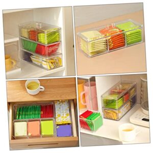 Box Stackable Storage Box Storage Cubes with Lid Organizer with Lid Beverage Bags Holder Tea Box for Tea Bags Tea Box Storage Organizer Tea Holder Box Divided Tea Bag Box Tea Chest