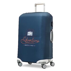 samsonite printed luggage cover, adventure begins