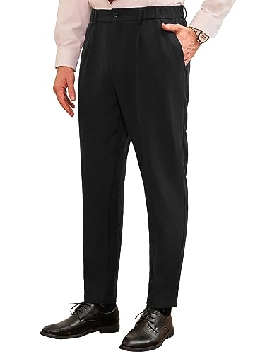 GRACE KARIN Men's Dress Pants Slim Fit Flat Front Business Pants with Pockets Black