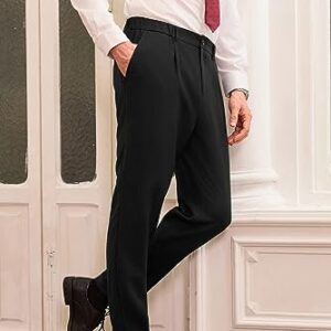 GRACE KARIN Men's Dress Pants Slim Fit Flat Front Business Pants with Pockets Black