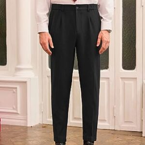 GRACE KARIN Men's Dress Pants Slim Fit Flat Front Business Pants with Pockets Black