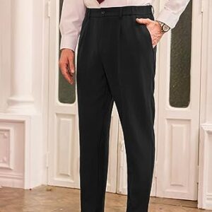 GRACE KARIN Men's Dress Pants Slim Fit Flat Front Business Pants with Pockets Black