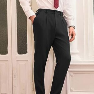 GRACE KARIN Men's Dress Pants Slim Fit Flat Front Business Pants with Pockets Black