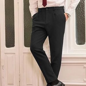 GRACE KARIN Men's Dress Pants Slim Fit Flat Front Business Pants with Pockets Black