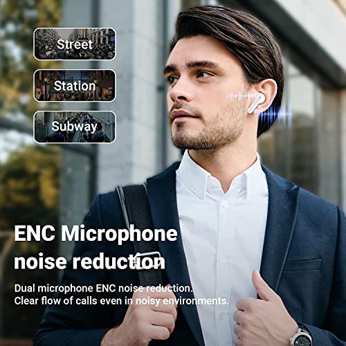 Wireless Earbuds Bluetooth 5.3 Headphones with Charging Case HiFi Stereo Sound in-Ear Earphones Built-in Mic IPX7 Waterproof Touch Control Ear Bud Auto Pairing Noise Cancelling Headset for iOS/Android