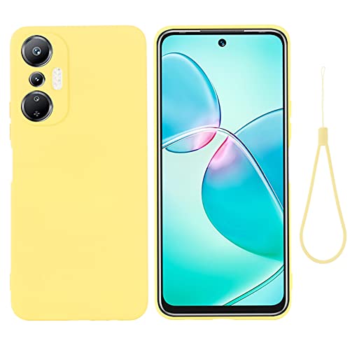 Case for Infinix Hot 20S, Liquid Silicone Protective Phone Case for Infinix Hot 20S with Silicone Lanyard, Slim Thin Soft Shockproof Cover for Infinix Hot 20S Silicone Case Yellow